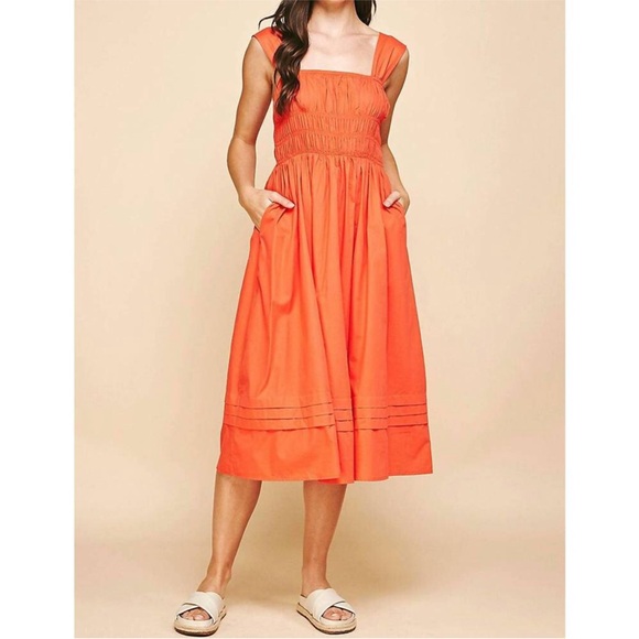 Pinch | Dresses | New Pinch Tigers Midi Dress In Orange | Poshmark